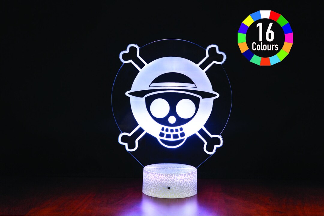 One Piece Logo 3D Illusion Night Light USB LED Table Lamp Acrylic 3D ...