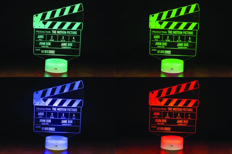Clapperboard 3D Illusion Night Light USB LED Table Lamp - Etsy