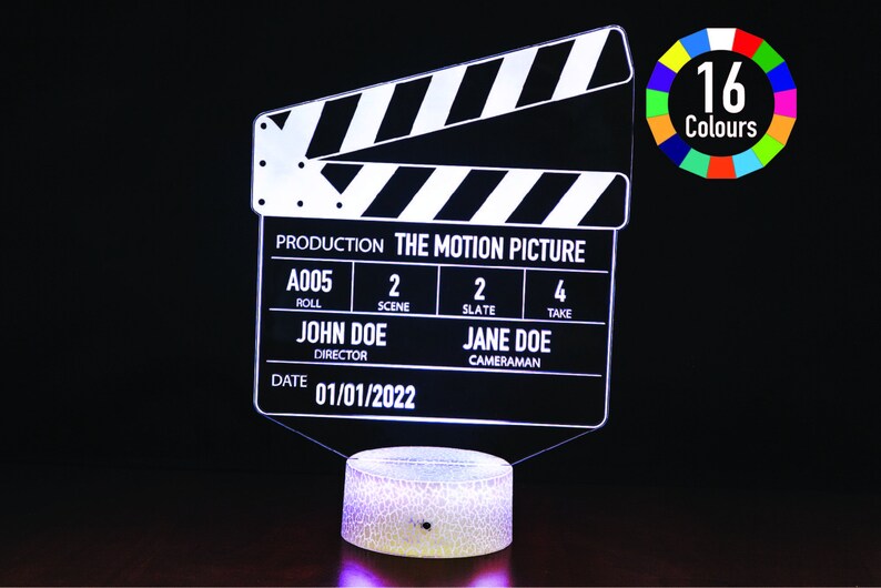 Clapperboard 3D Illusion Night Light USB LED Table Lamp - Etsy
