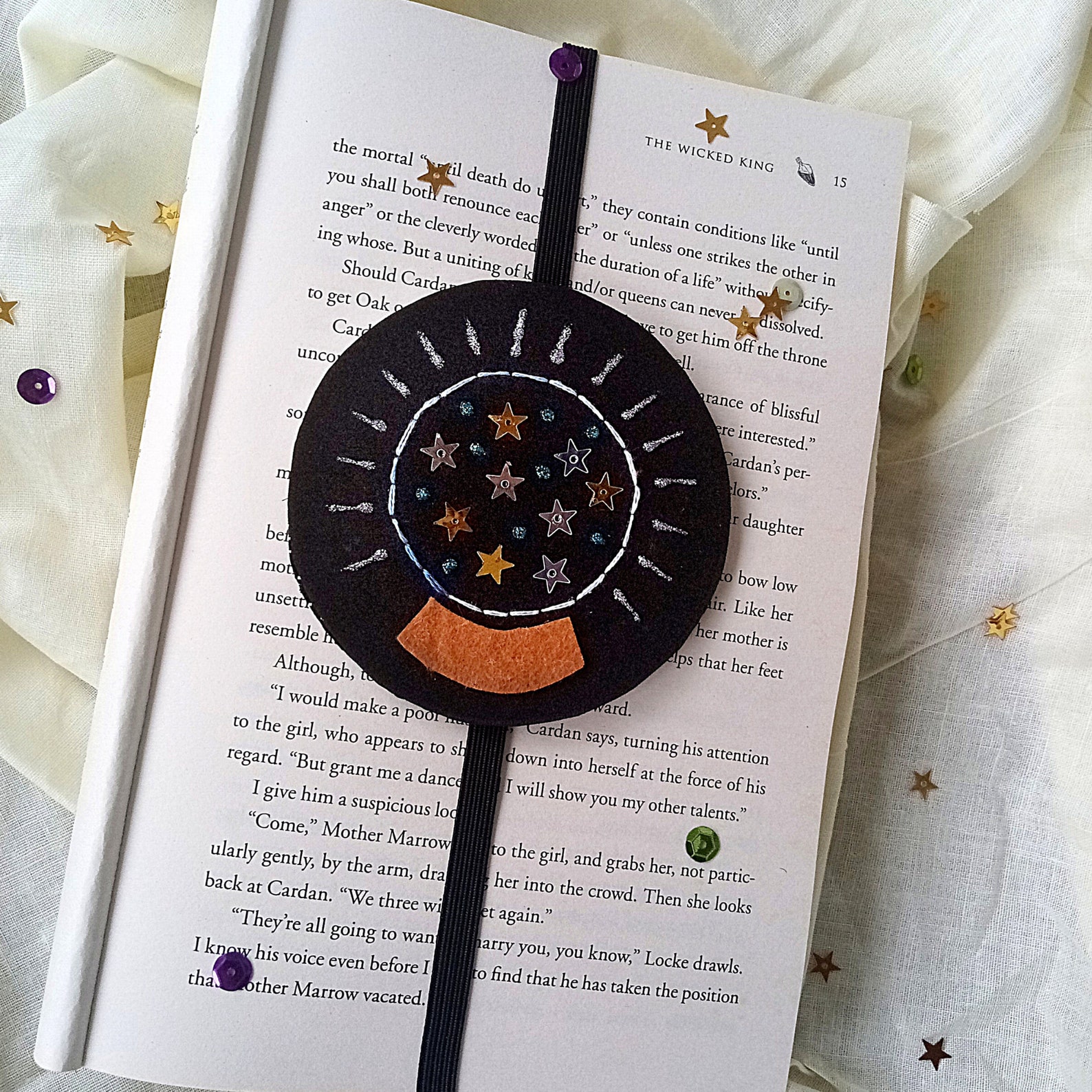 CELESTIAL elastic BOOKMARK Felt bookmark Planner band | Etsy