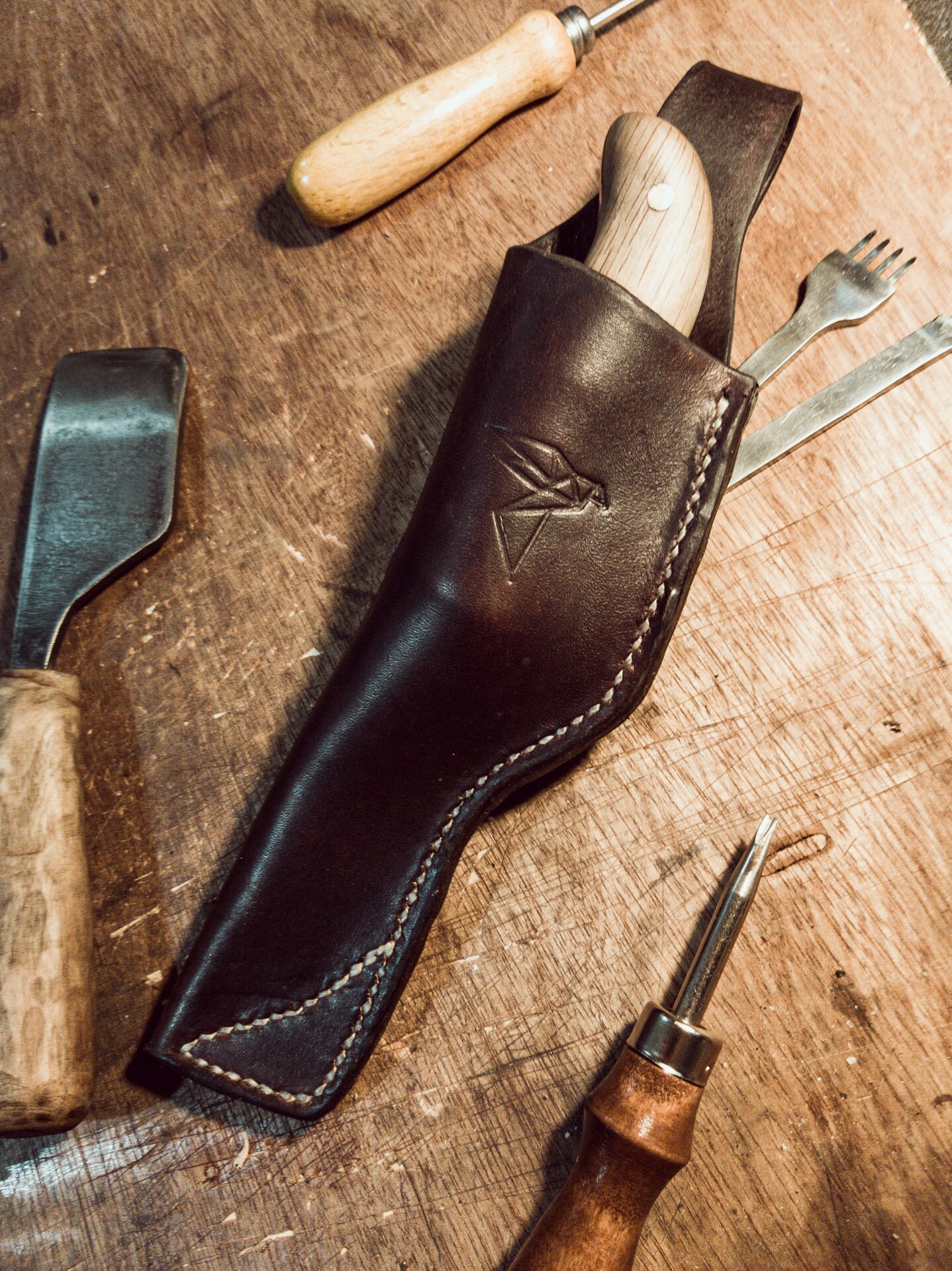 Custom Knife sheath with dangler Full-grain Cretan veg-tan | Etsy