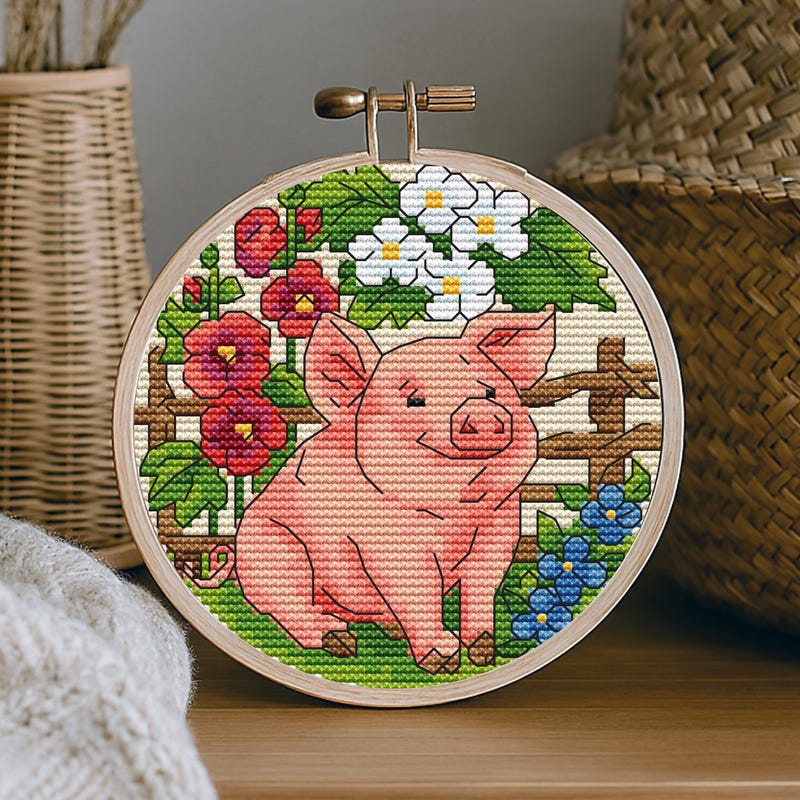 Pig Cross Stitch - Etsy