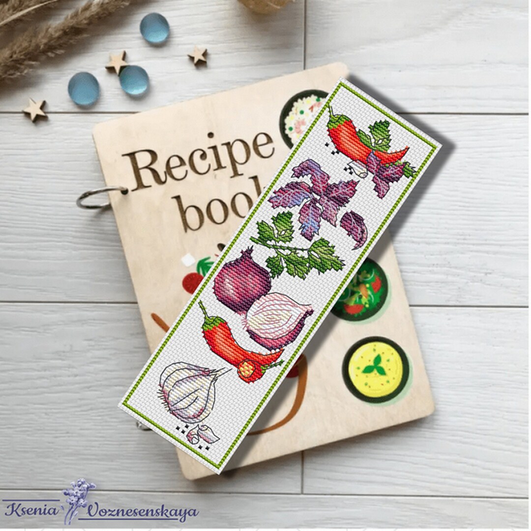 Spices Cross Stitch Bookmark Pattern: Recipe Book Lover Gift (digital ...