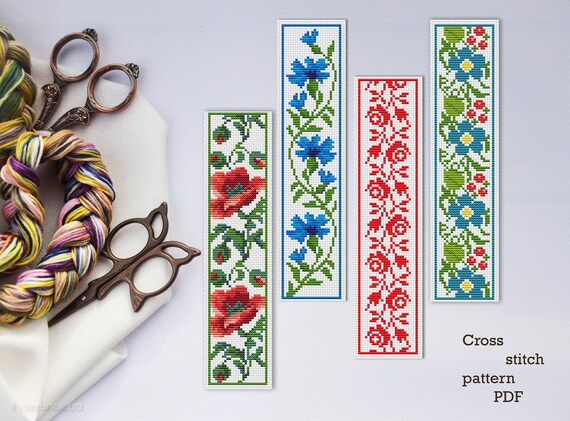 4 Bookmark Cross Stitch Pattern Instant Download Book Cross - Etsy UK