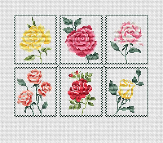 Rose Sampler Cross Stitch Patternflower Minismall Floral | Etsy