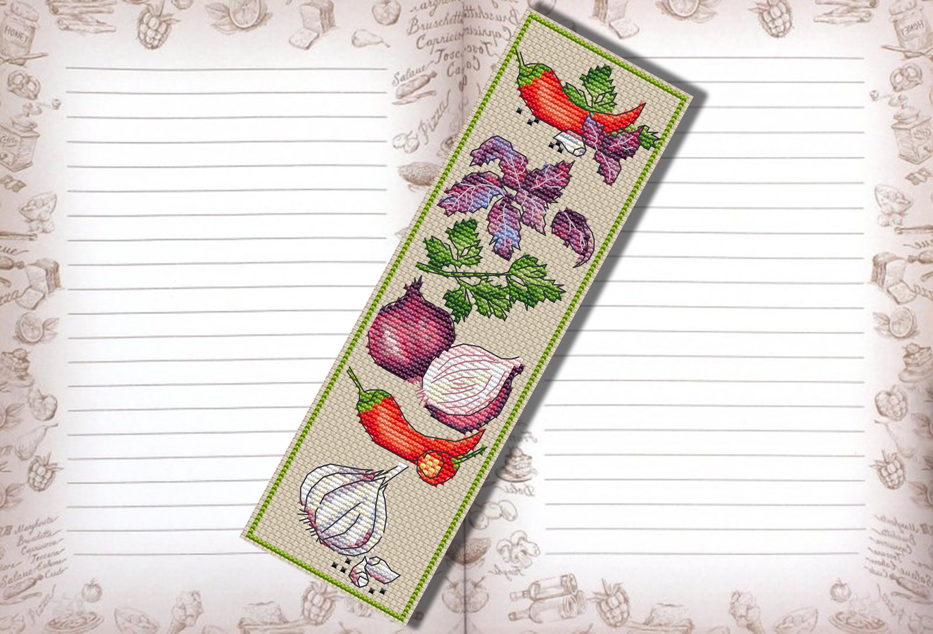 Spices Cross Stitch Bookmark Pattern: Recipe Book Lover Gift (digital ...