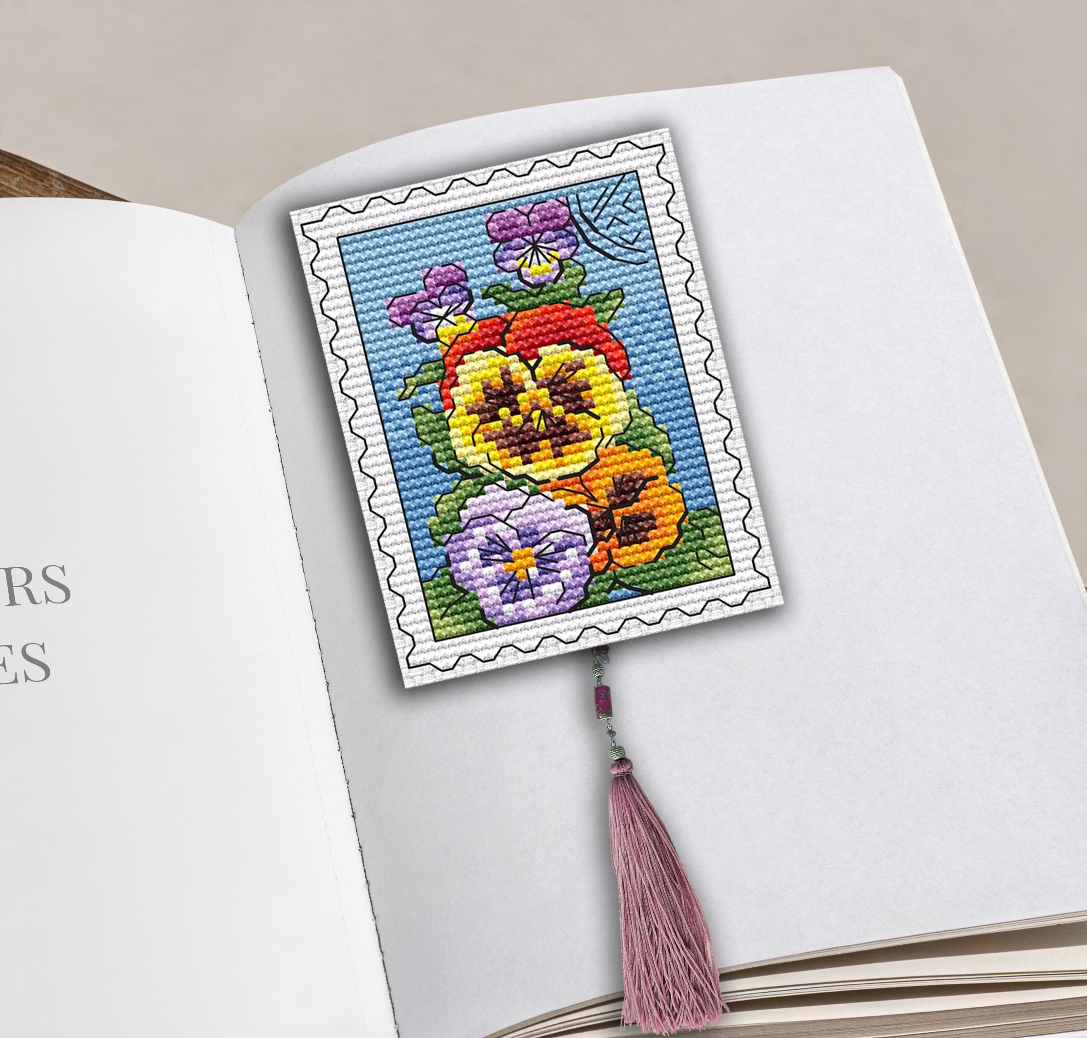 Small Cross Stitch Pattern PDF Pansy Flowers Spring Stamp - Etsy