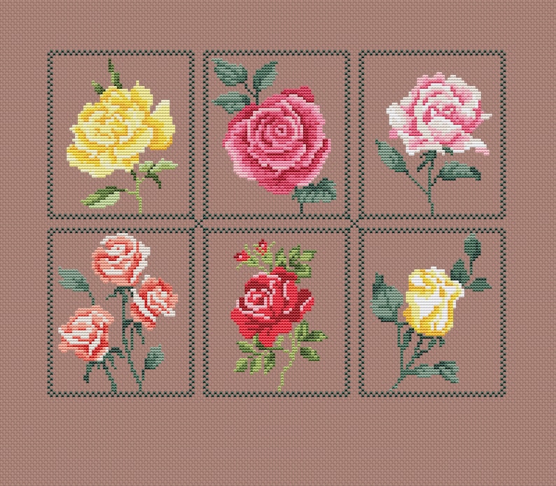 Rose Sampler Cross Stitch Patternflower Minismall Floral | Etsy