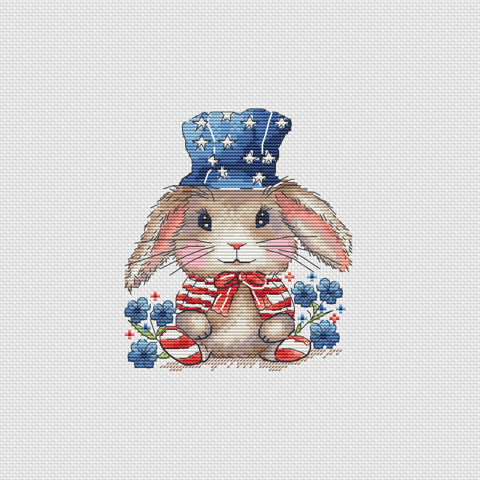 American Patriotic Bunny Cross Stitch Pattern Instant - Etsy