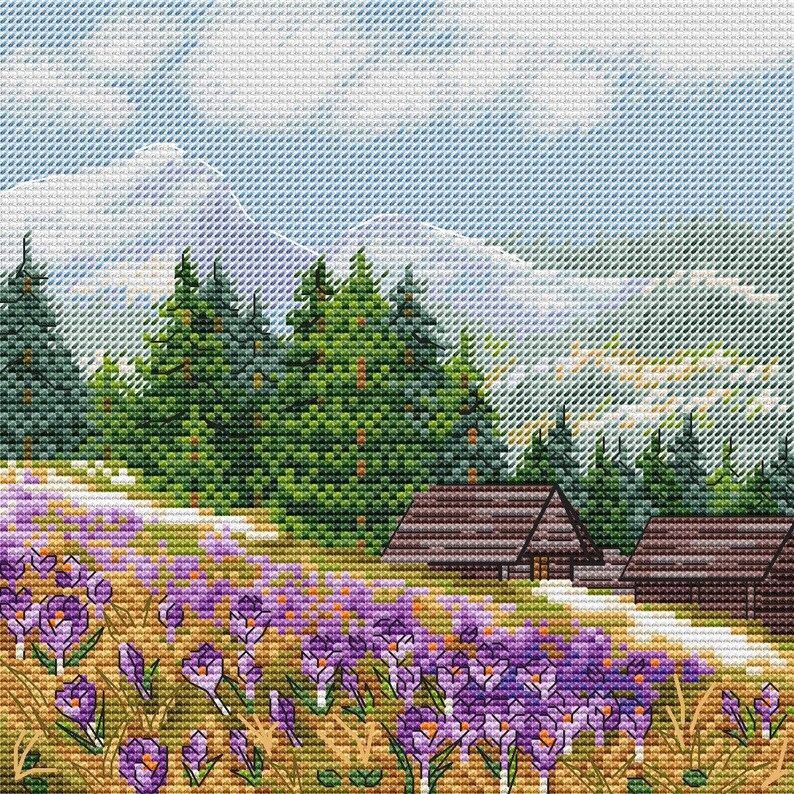 Mountain Landscape Cross Stitch Pattern – Digital PDF, 100x100 Stitches ...
