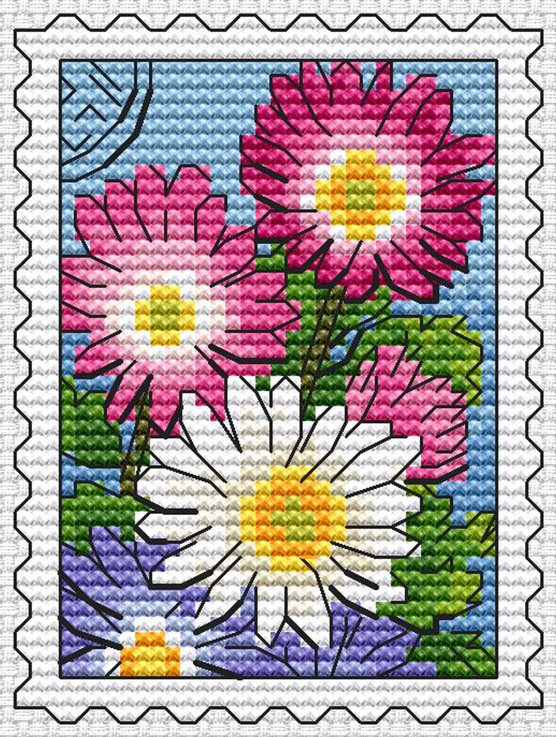 Anemone Flower Cross Stitch Pattern: Spring Stamp Embroidery (PDF) - Etsy