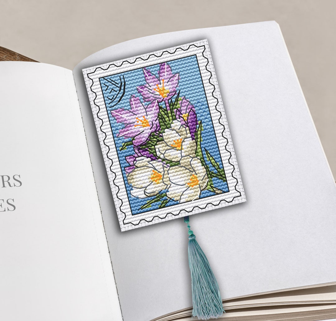Bookmark Cross Stitch Pattern PDF Crocuses Flowers Small Cross Stitch ...