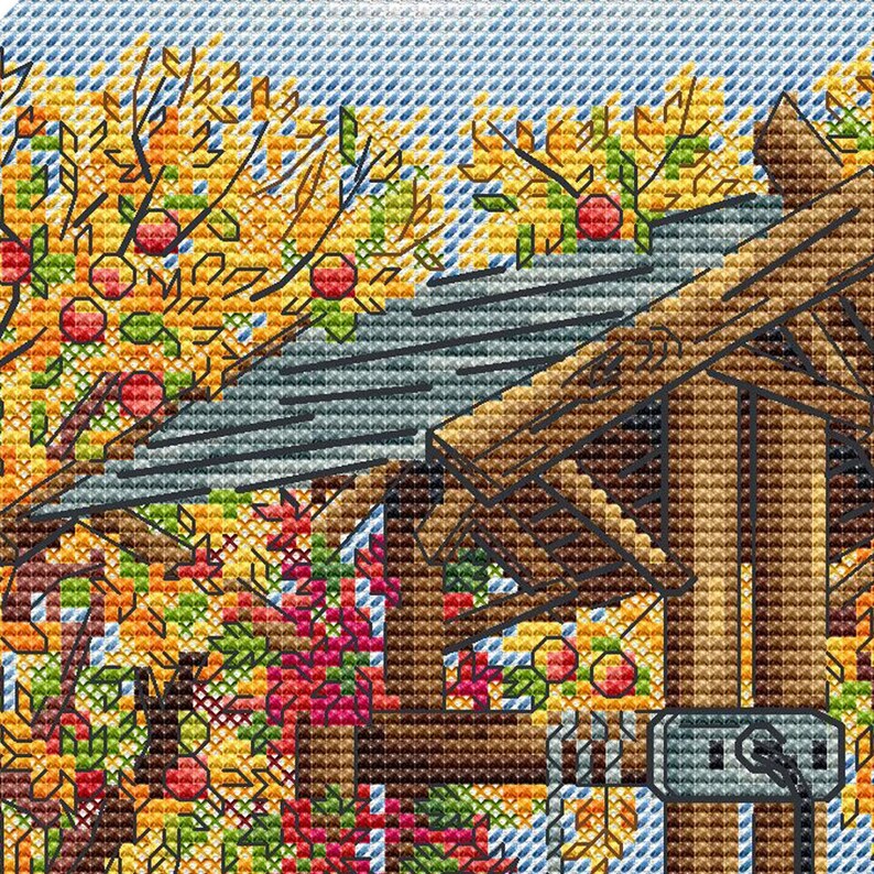 Fall Landscape Cross Stitch Pattern: Village Scene (PDF Pattern) - Etsy
