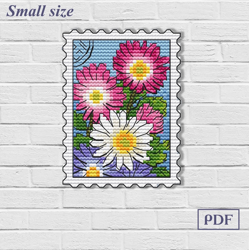 Small Cross Stitch Pattern PDF Anemone Spring Stamp Mini - Etsy
