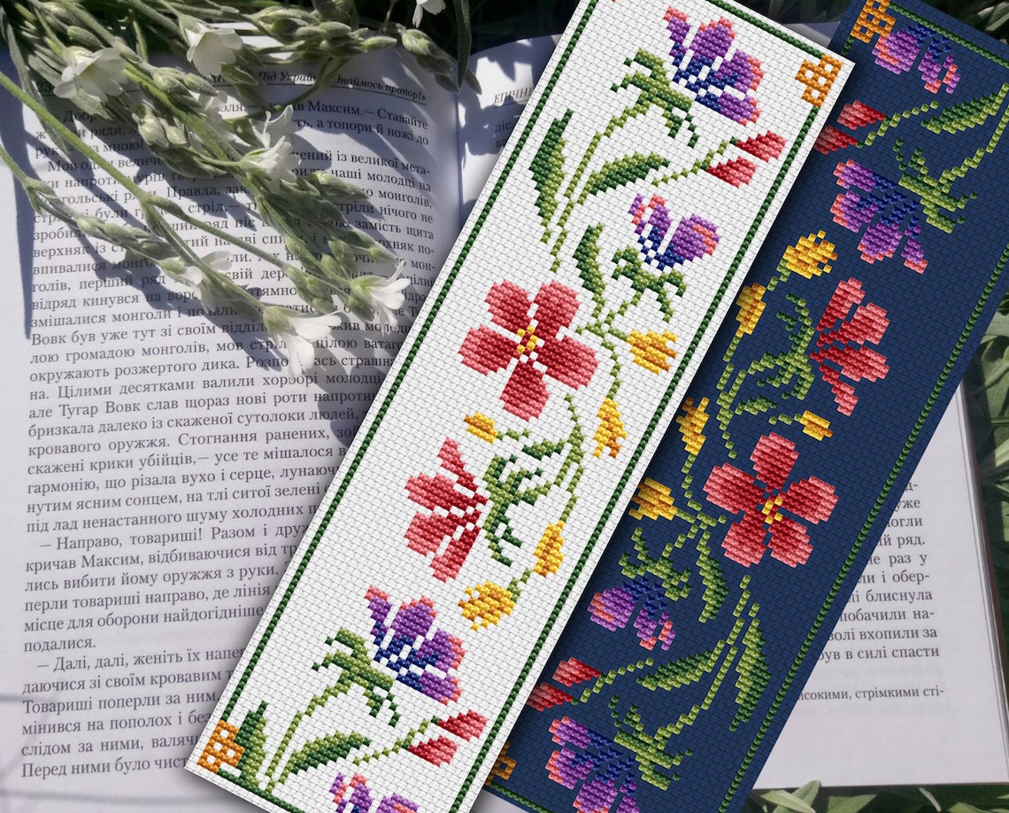 Bookmark Cross Stitch Pattern Wildflowers Instant Download - Etsy Canada