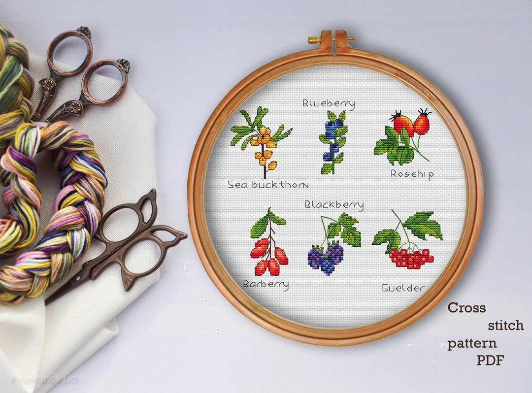 Berries Cross Stitch Pattern: Kitchen Decor (PDF Download) - Etsy