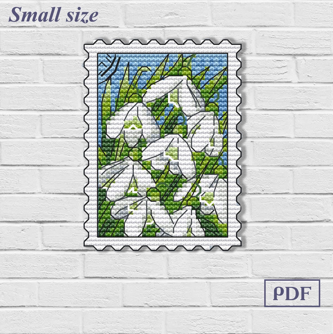 Small Cross Stitch Pattern PDF Snowdrops , Spring, Stamp, Mini, Plastic ...
