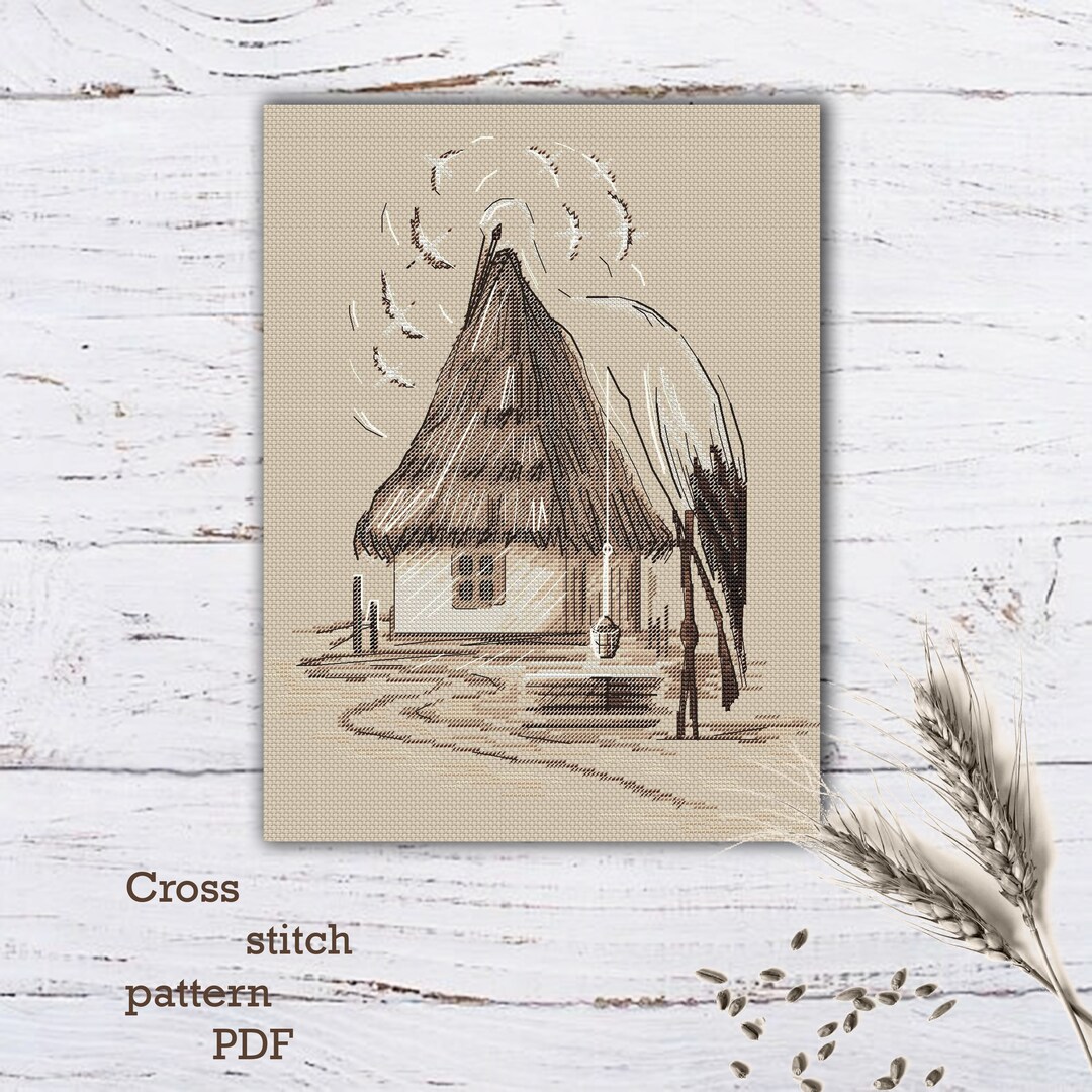 Old Hut Cross Stitch Pattern ,clearance Sale, Rustic House Cross Stitch ...