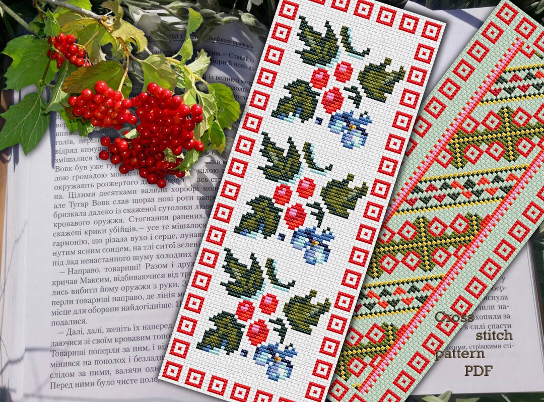2 Floral Bookmarks Cross Stitch Pattern PDF – Botanical Embroidery ...