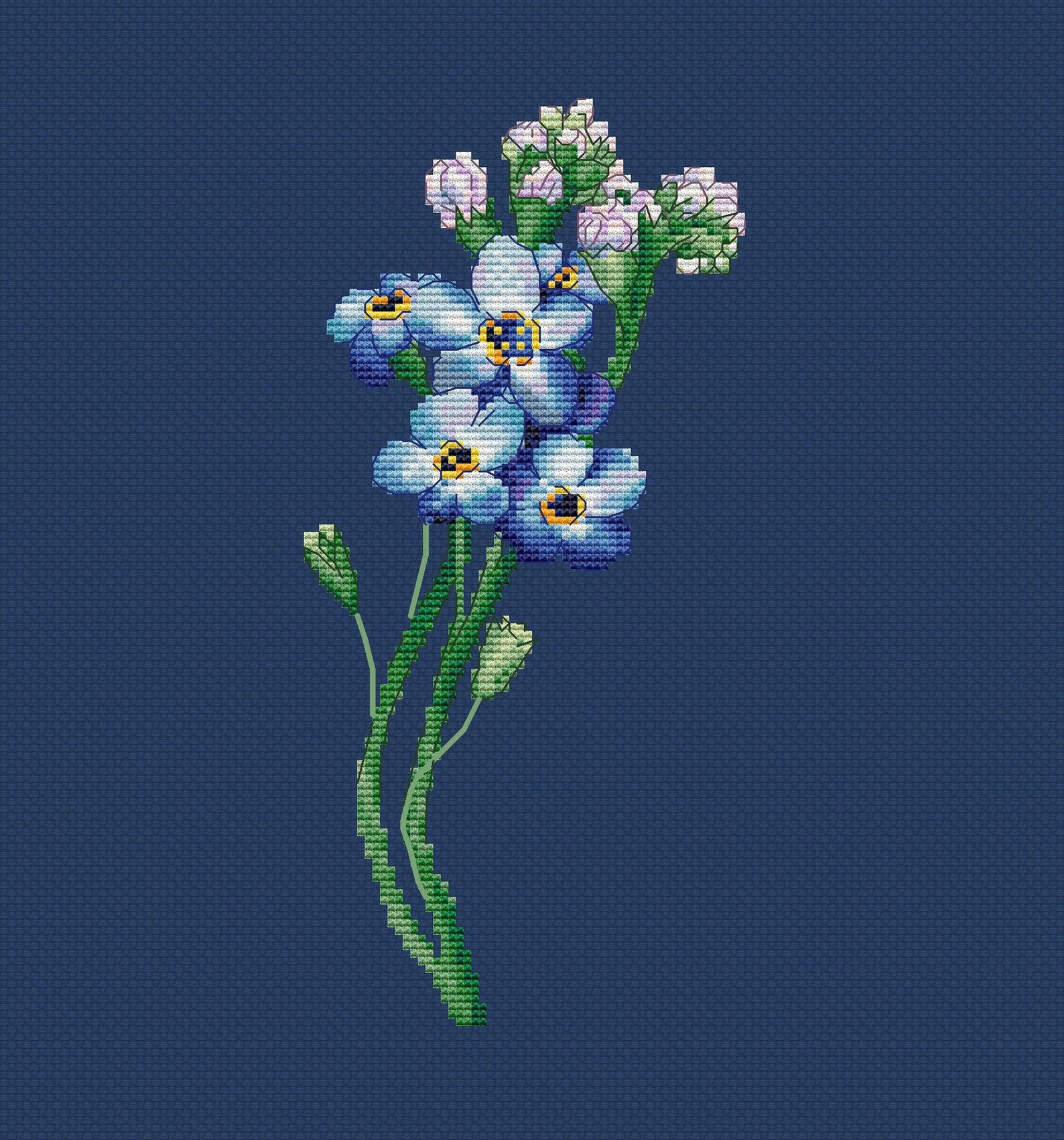 Forget-me-not Cross Stitch Pattern, Blue Floral Embroidery Hoop Art ...
