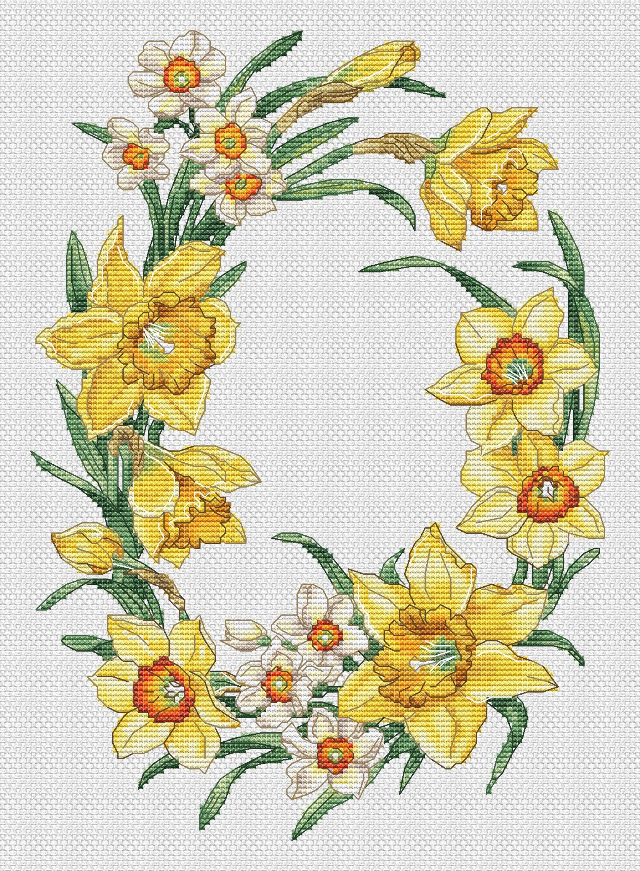 Daffodil Cross Stitch Pattern Embroidery Design modern Cross | Etsy