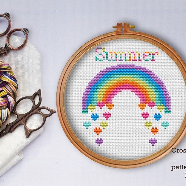 Rainbow Cross Stitch - Etsy