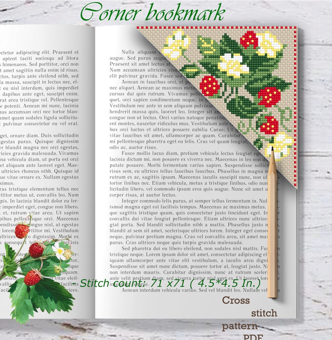 Strawberry Corner Bookmark Cross Stitch Pattern (PDF Download) - Etsy