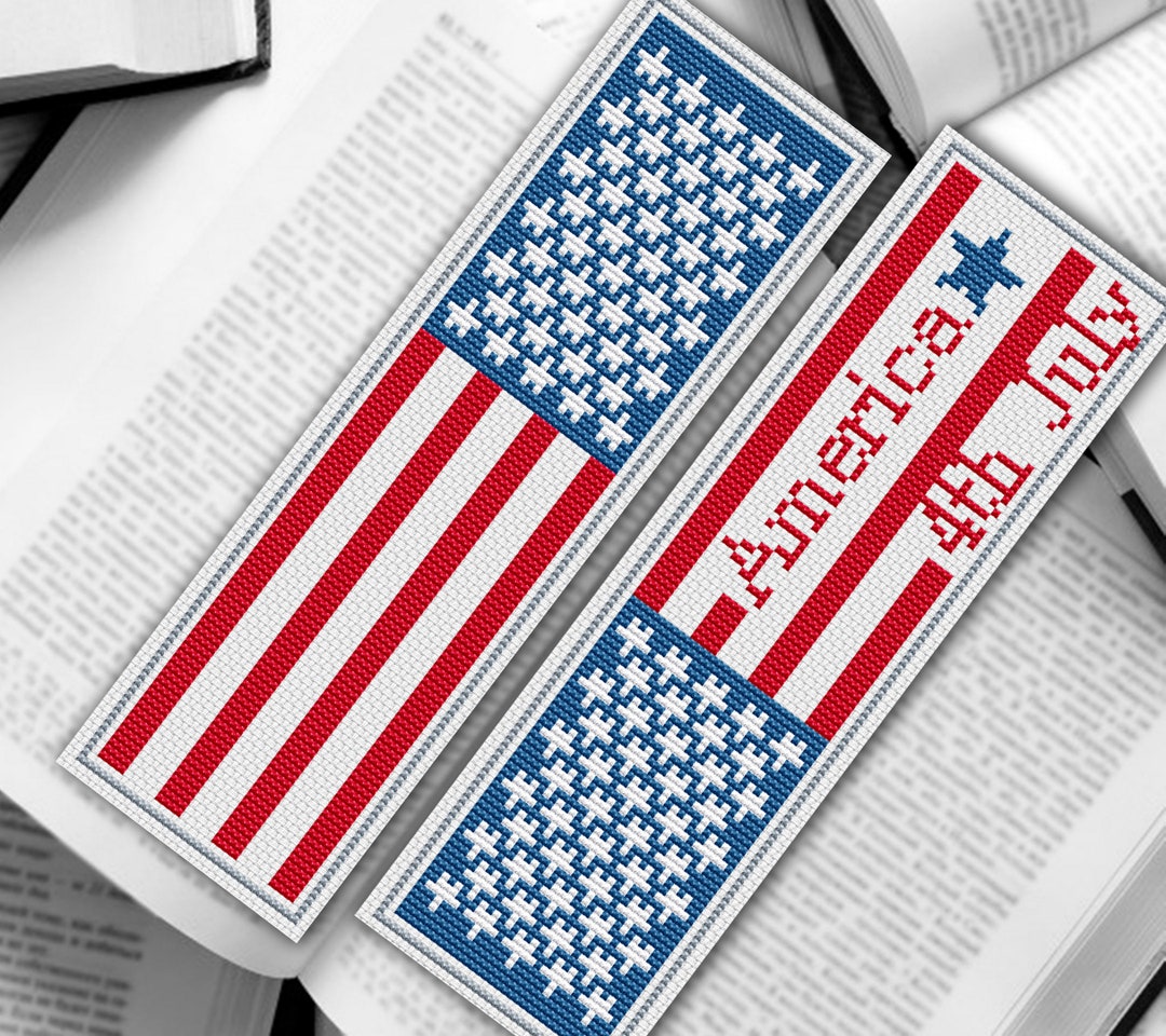4th of July Bookmark Cross Stitch Pattern: American Flag (digital ...