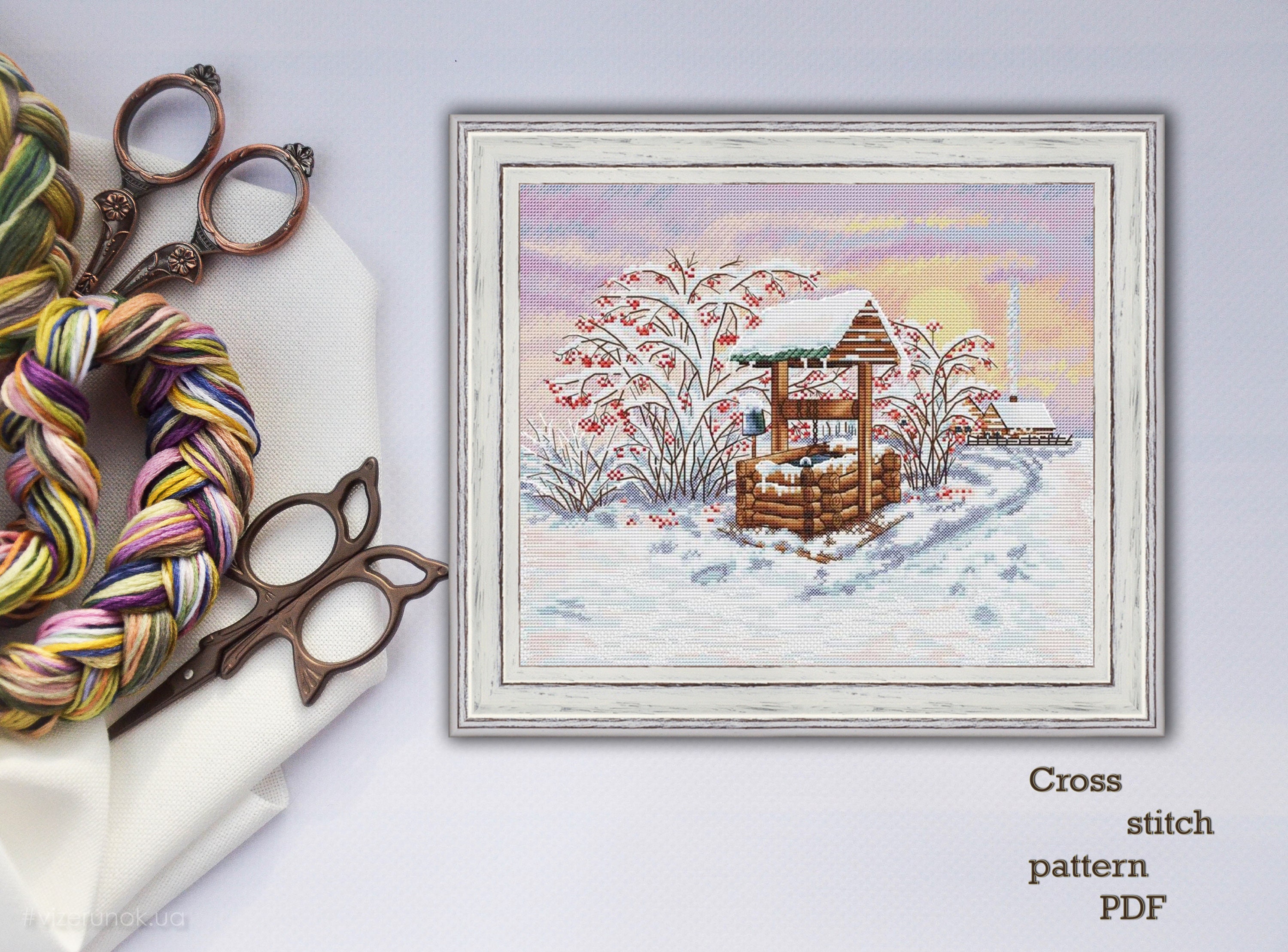 Winter Landscape Cross Stitch Pattern Seasons Cross Stitch | Etsy