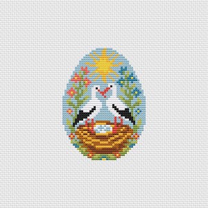 Mini Easter Cross Stitch Patterns, Small Stitch Easter Egg Storks Birds ...