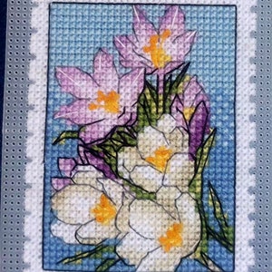 Crocus Flowers Cross Stitch Pattern: Spring Stamp Design (PDF) - Etsy
