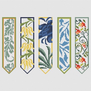 5 Bookmarks Cross Stitch Pattern. William Morris Art in Cross Stitch ...