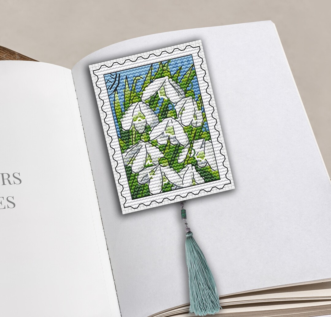 Snowdrop Flowers Cross Stitch Pattern for Small Spring Bookmark and ...
