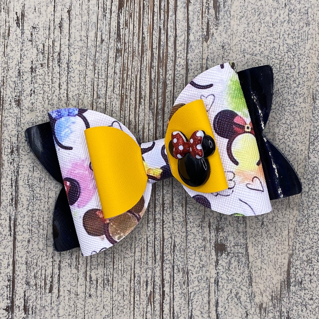 Disney Print Bow Disney Inspired Hair Bow Faux Leather Bow - Etsy