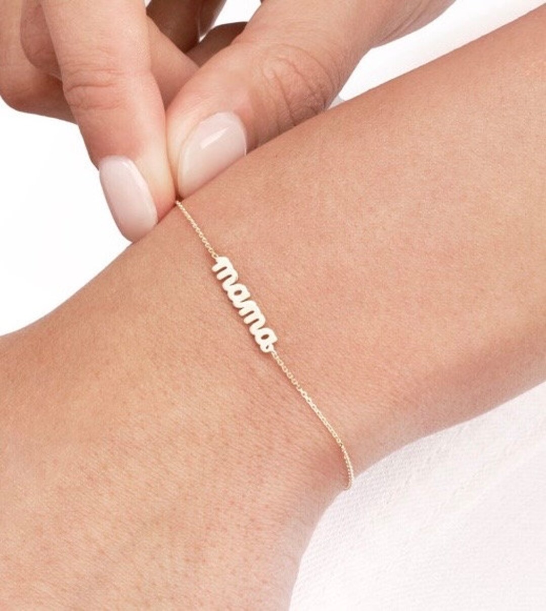 14k Gold Mama Bracelet, Gold Minimalist Mom Bracelet, Mothers Day Gift ...