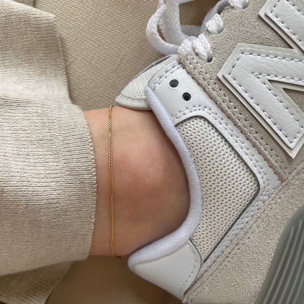 14k Gold Anklet - Etsy