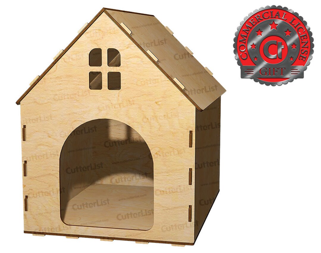 Pets Wood House, Dog and Cat House, Laser Cut Design, Layout, Drawing ...