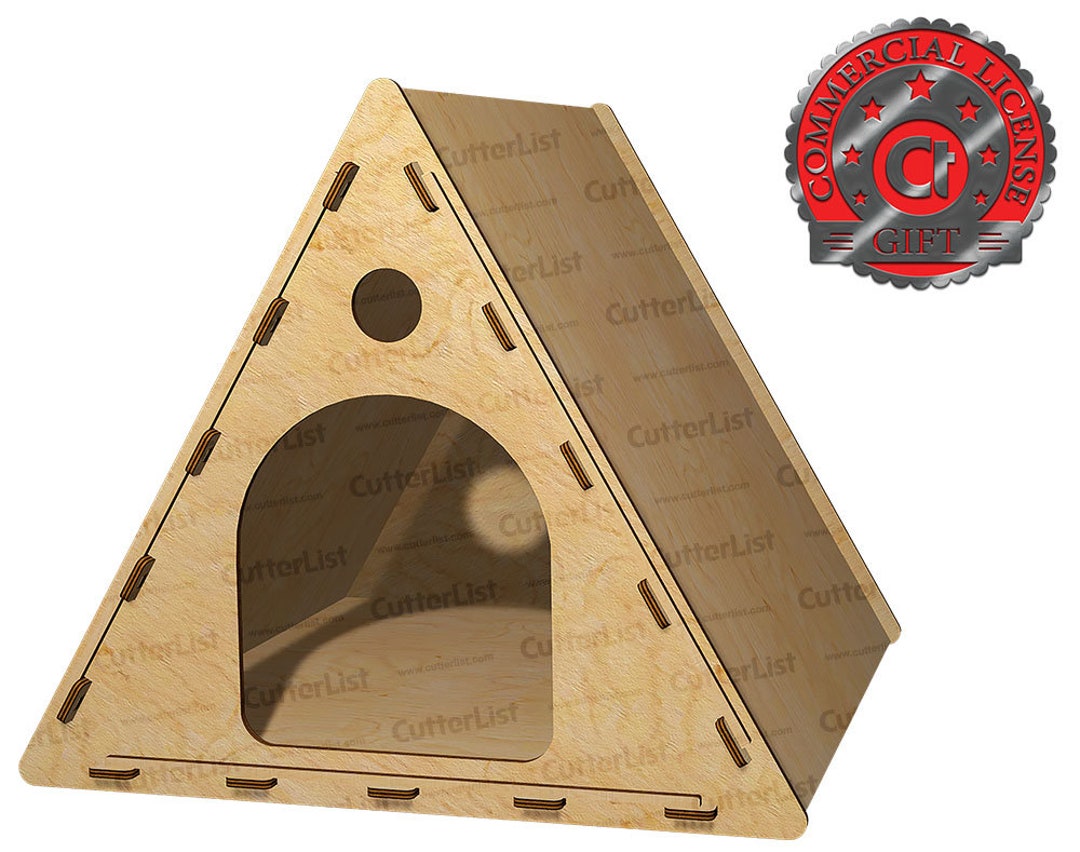 Pets Wood House, Dog and Cat House, Laser Cut Design, Layout, Drawing ...