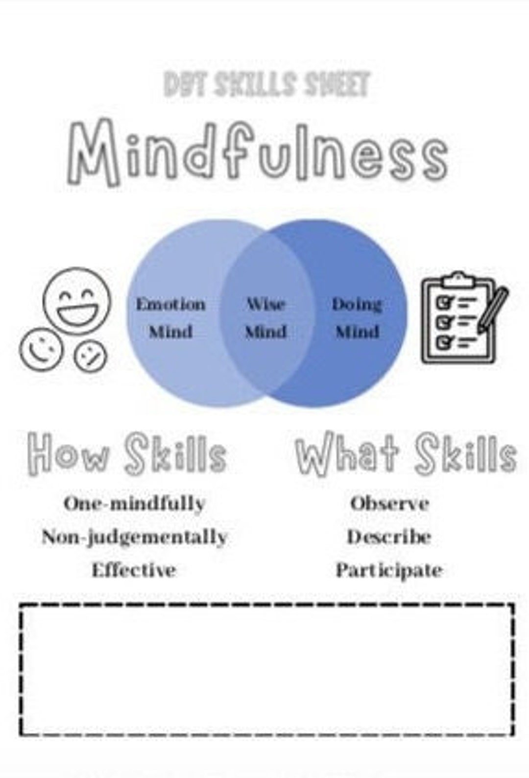 DBT SKILLS SHEET (dialectical Behavior Therapy) Cheat Sheet Simple Room ...