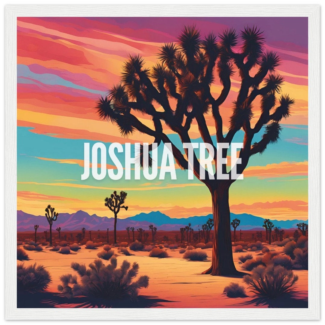 Joshua Tree Retro Wall Art Rainbow Premium Matte Paper Wooden Framed ...