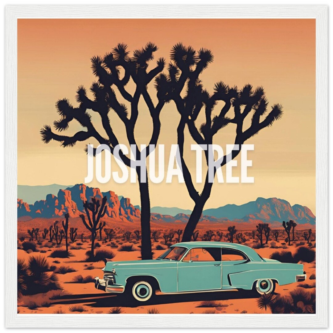 Joshua Tree Retro Wall Art Rainbow Premium Matte Paper Wooden Framed ...
