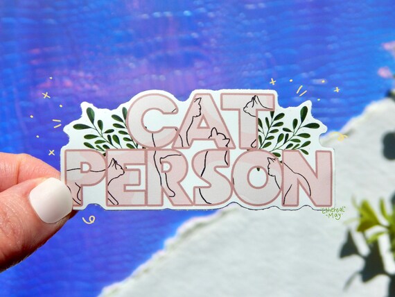 Cat Person Stickers Cat Lover Sticker Floral Cat Sticker - Etsy UK