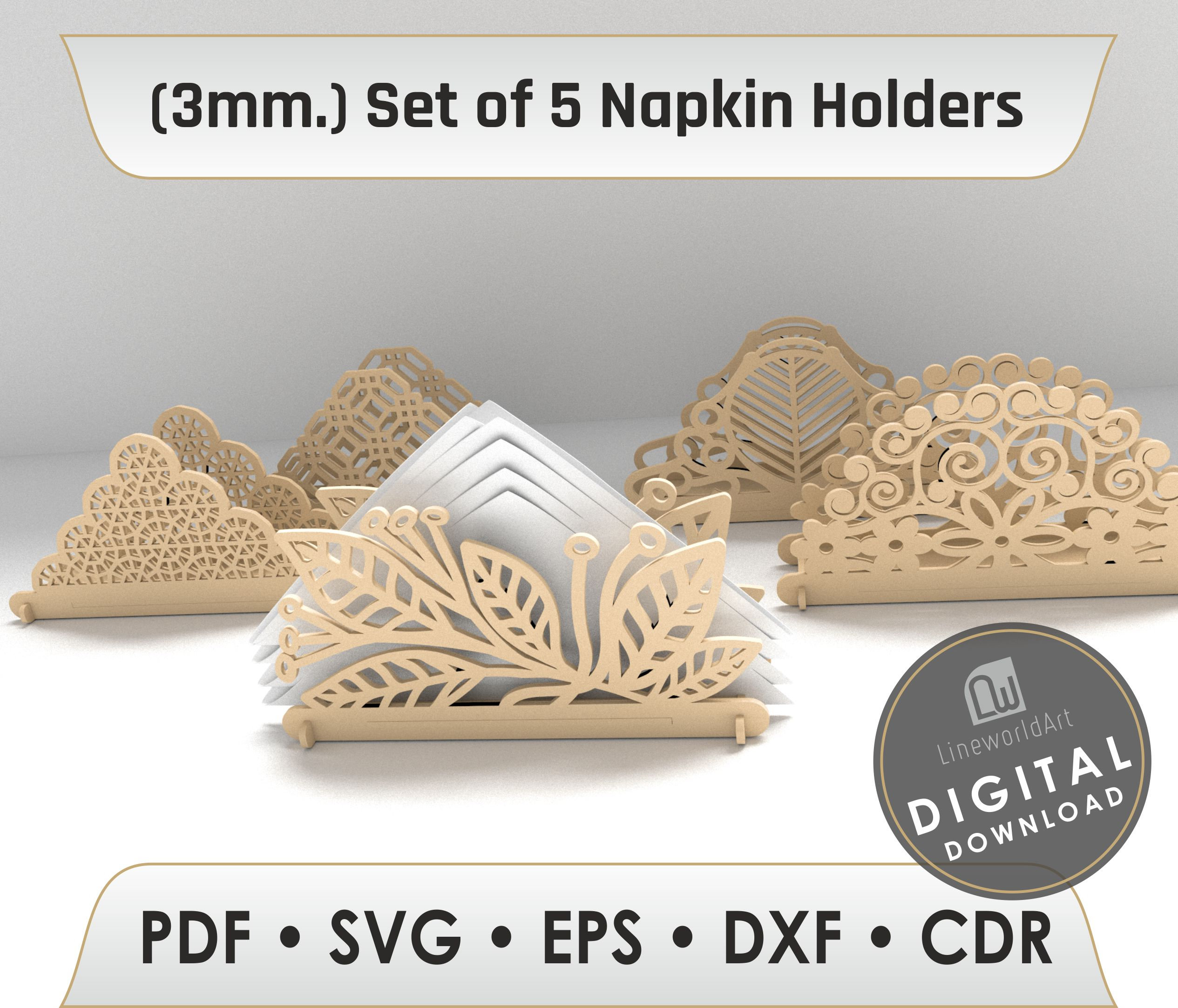 Geometric Napkin Holder Svg Bundle, Napkin Holder Svg Design, Laser Cut ...