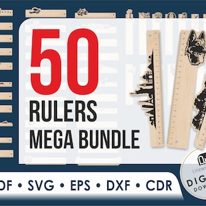 Rulers Laser Cut Svg Bundle, Ruler Svg, Vector Files for Wood Laser ...