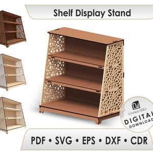 3 Shelf Storage Laser Cut Files, Display Stand Svg Files, Laser Cut ...