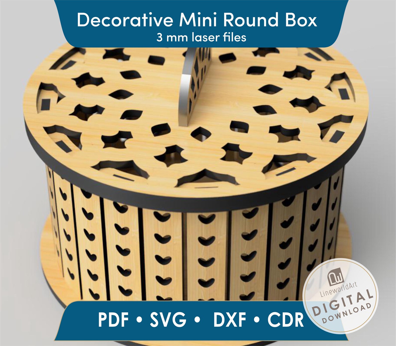 Laser Cut Round Box SVG File, Digital Download Cdr Pdf Dxf - Etsy