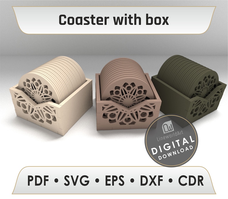 Coaster Box Svg, Coaster Holder Stand Laser Cut Svg File, Cutting ...