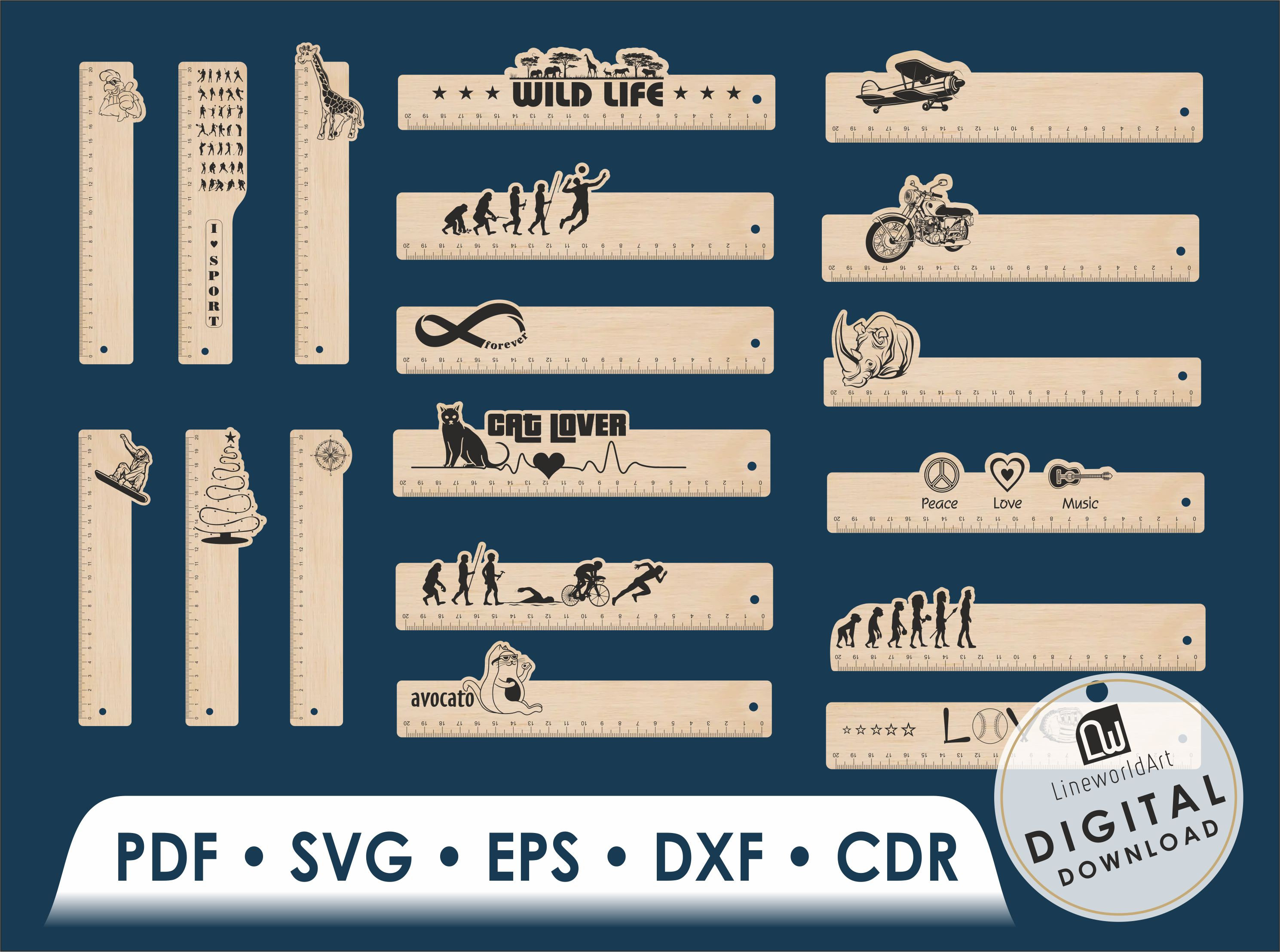 Rulers Laser Cut Svg Bundle, Ruler Svg, Vector Files for Wood Laser ...