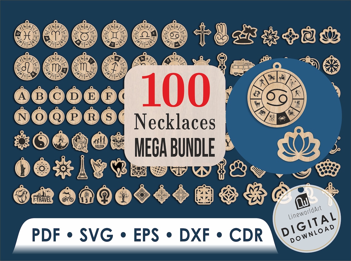 100 Necklace Svg Bundle, Svg Necklace Template, Jewelry Svg, Necklace ...