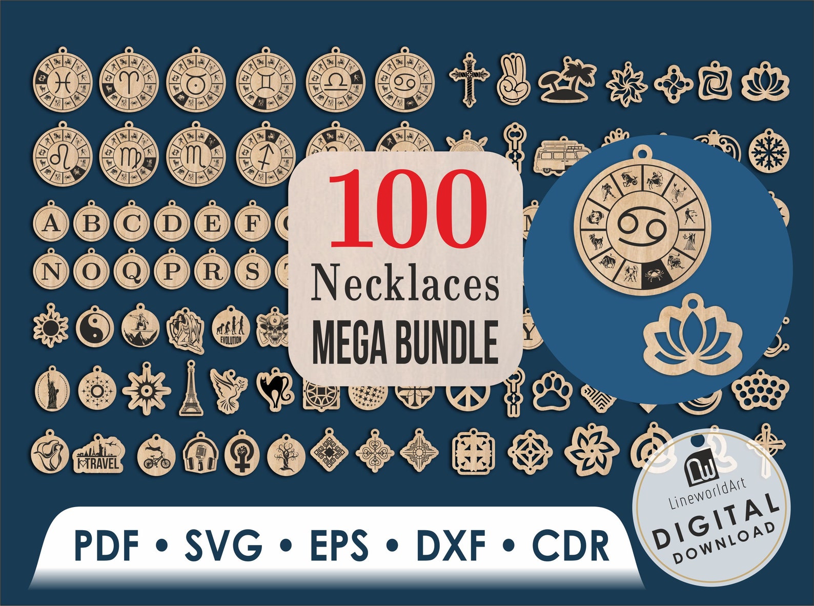 100 Necklace Svg Bundle, Svg Necklace Template, Jewelry Svg, Necklace ...